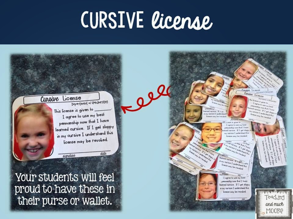 Making Cursive Fun with a Cursive License - Teaching & Much Moore