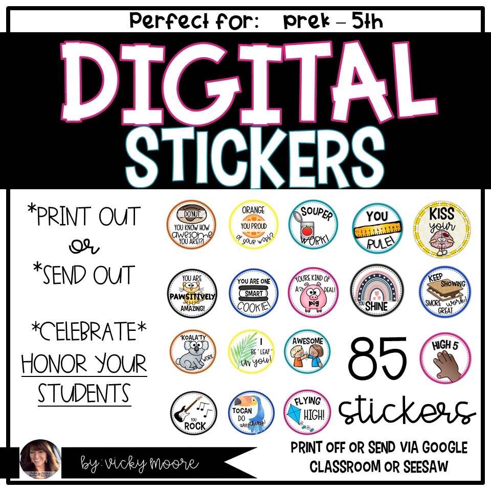 Digital Stickers for distant learning - Teaching & Much Moore
